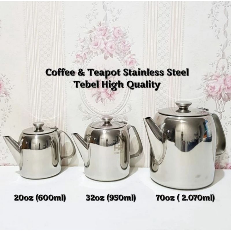 Jual coffe teapot teko stainless 2liter tebel high quality / teko teh ...