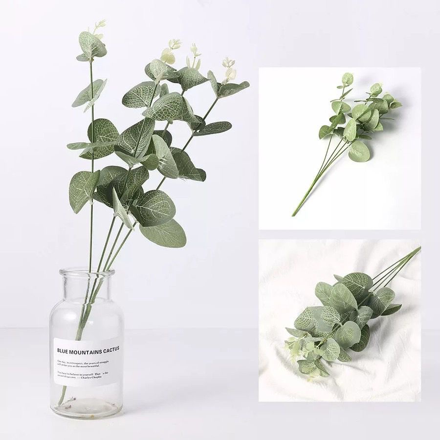 Jual daun eucalyptus 4 Cabang daun dollar daun palsu daun artificial ...