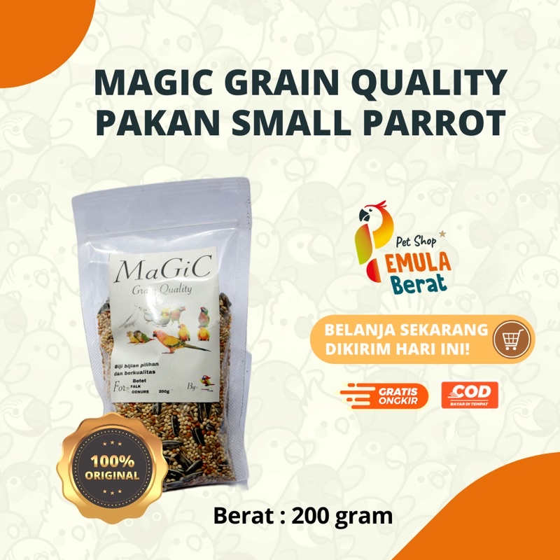 Jual PAKAN BURUNG SMALL PARROT MERK MAGIC GRAIN QUALITY 200GRAM | Shopee Indonesia