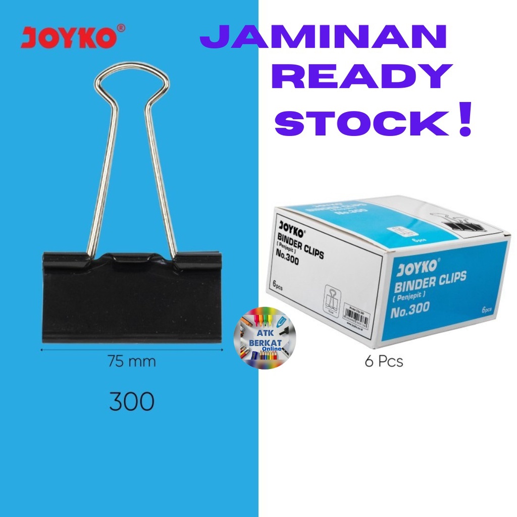 Jual [6 pcs] Binder Clip Klip Penjepit Kertas Hitam Jumbo No. 300(75mm ...