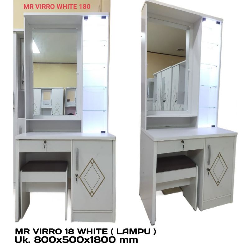 Jual MR VIRRO WHITE 18 Meja Rias Lengkap Dengan Lampu Minimalis (Khusus ...