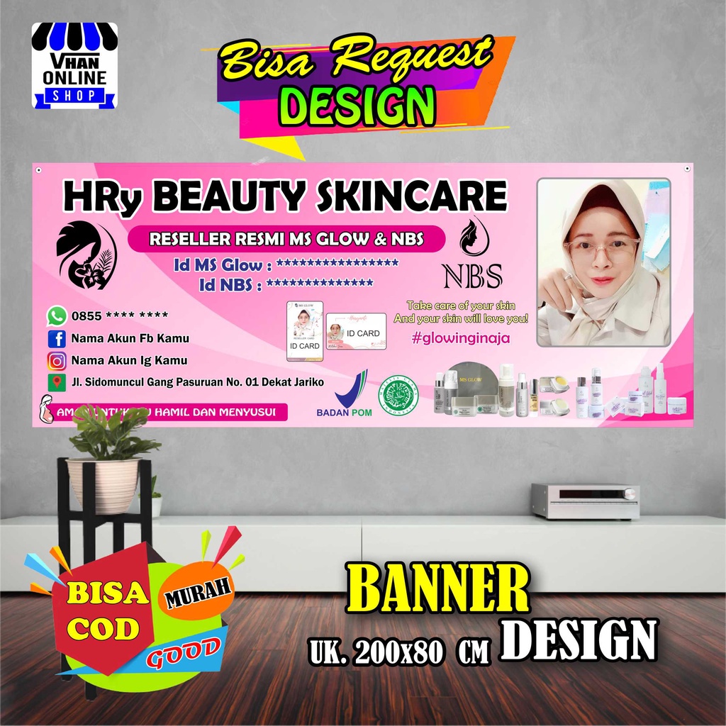 Jual Spanduk Banner Backdrop Jualan Skincare Ms Glow Dan Nbs, Produk ...