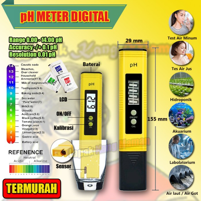 Jual Alat Ukur PH Meter PH Digital Tester Alat Pengukur Keasaman Cairan ...
