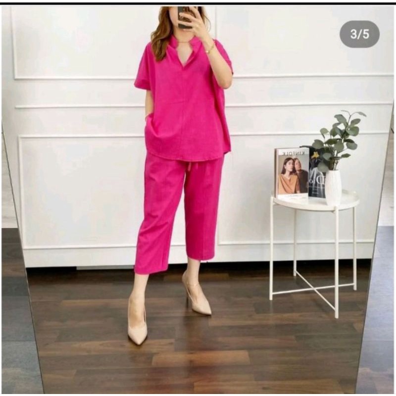 Jual NARA SET ( ONESET CRINKLE / setelan crinkle lengan pendek / SETELAN WANITA ) | Shopee Indonesia