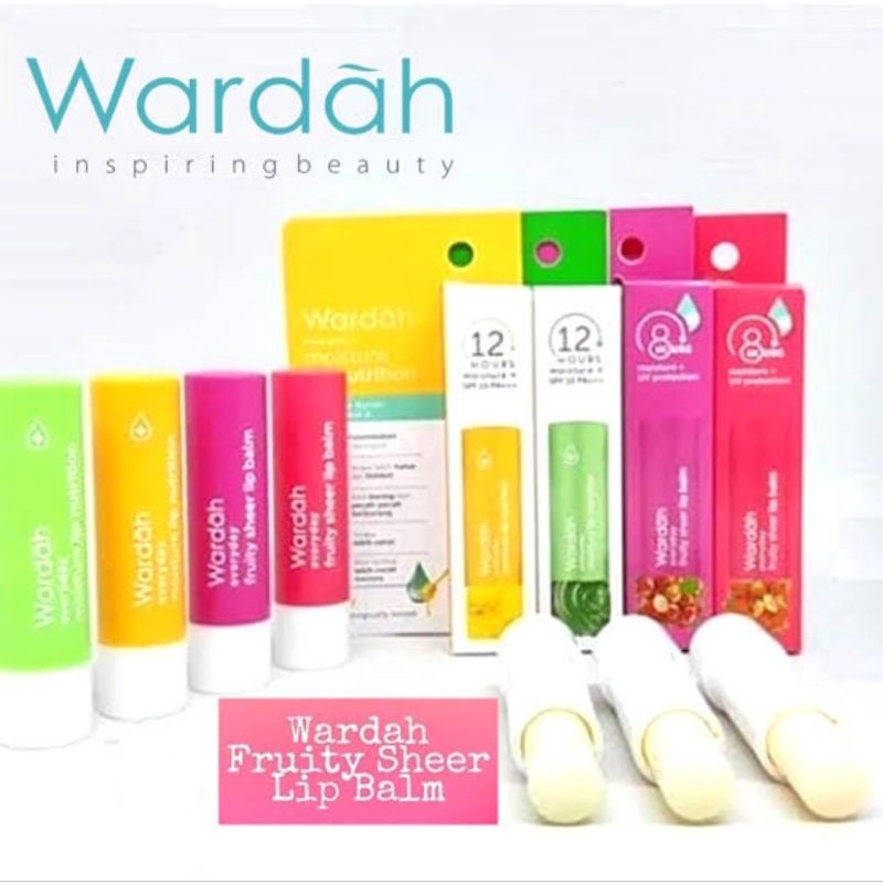 Jual WARDAH lip balm fruit sheer 4gr strawberry/ grape/ green tea ...