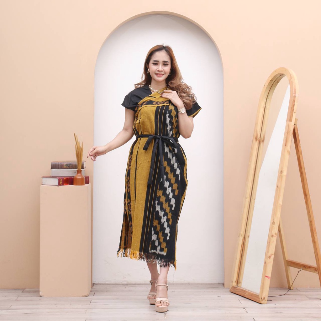 Jual DRESS AURORA TENUN IKAT ASLI SONGKET DRESS ETNIK DRESS KONDANGAN DRESS SONGKET KIMONIK ...