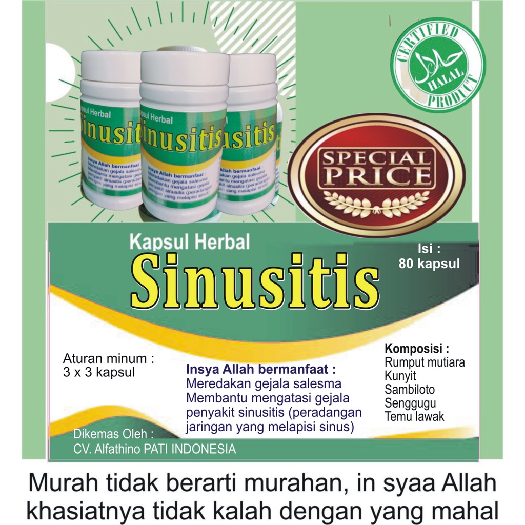 Jual KAPSUL HERBAL SINUSITIS I KAPSUL OBAT SINUSITIS ISI 75 KAPSUL ...