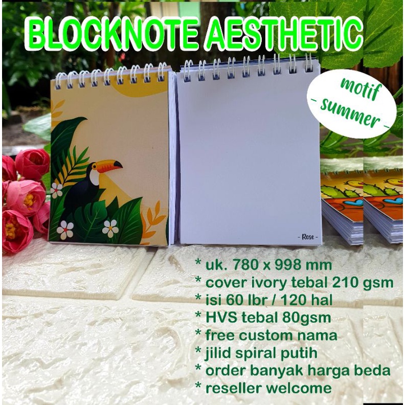 Jual notebook ring A7 blocknote aesthetic motif summer | Shopee Indonesia