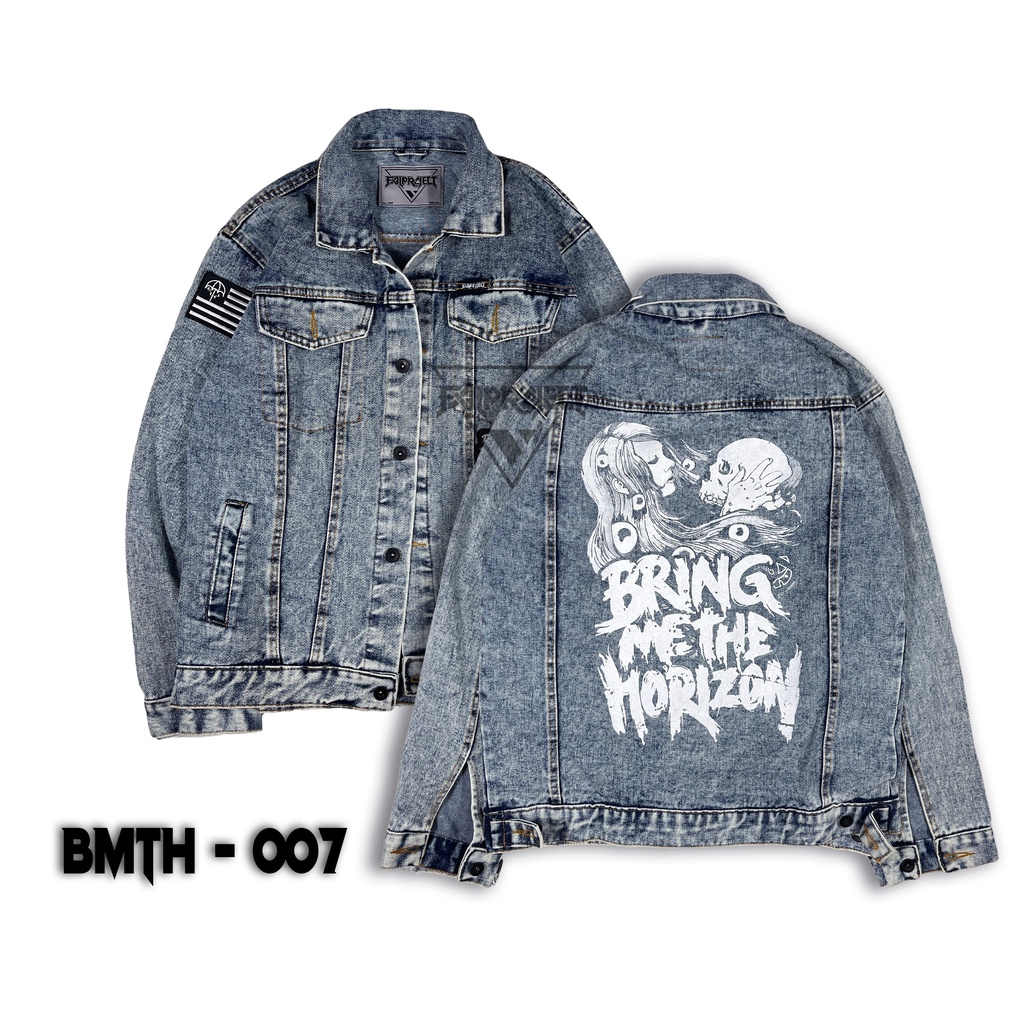 Jual JAKET JEANS SABLON KOLABORASI DENGAN BORDIR MOTIF BAND BRING ME ...