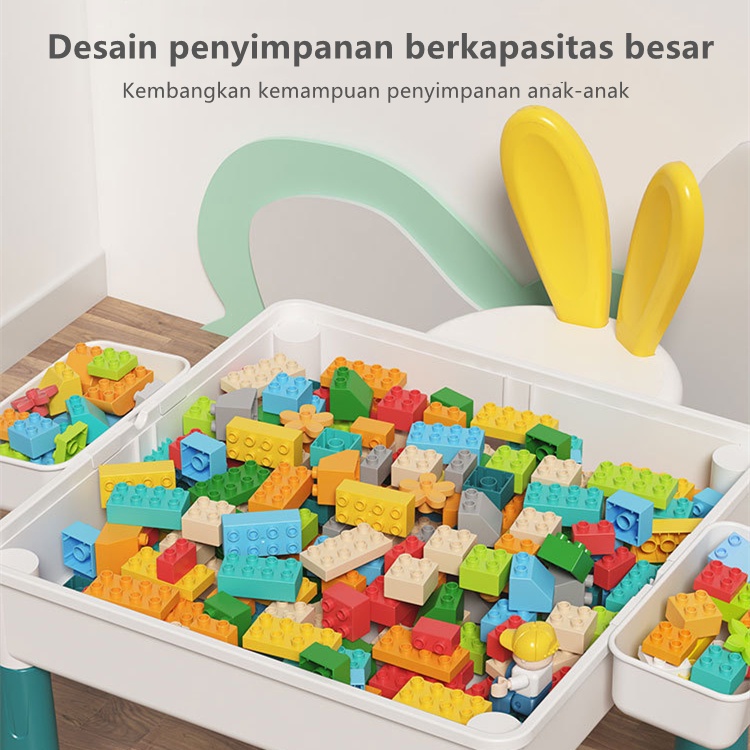 Jual Meja Multifungsi 1 Set Kursi 7 in 1 Besar Building Block Table ...