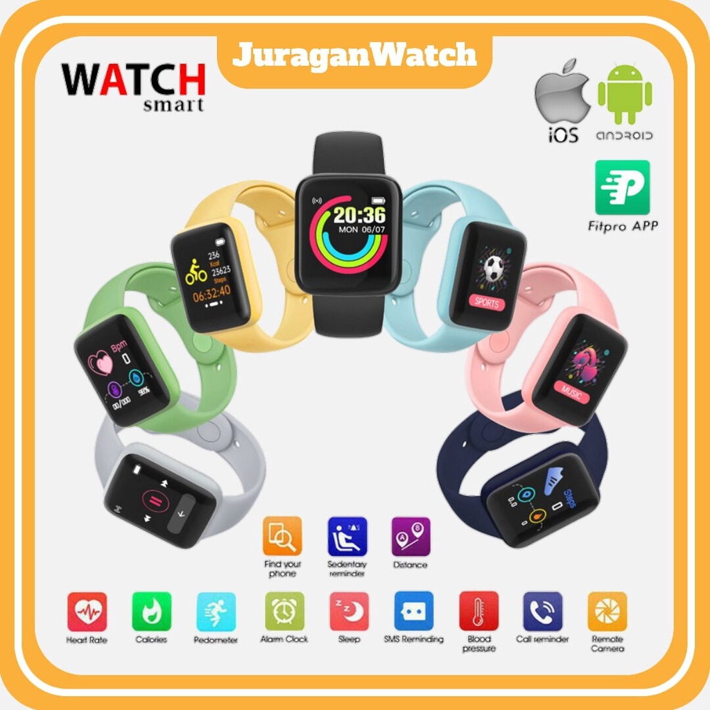 Jual JAM TANGAN PINTAR HP ANDROID SMARTWATCH PRO Y68 FD68 DZ09 NOTIF WA ...