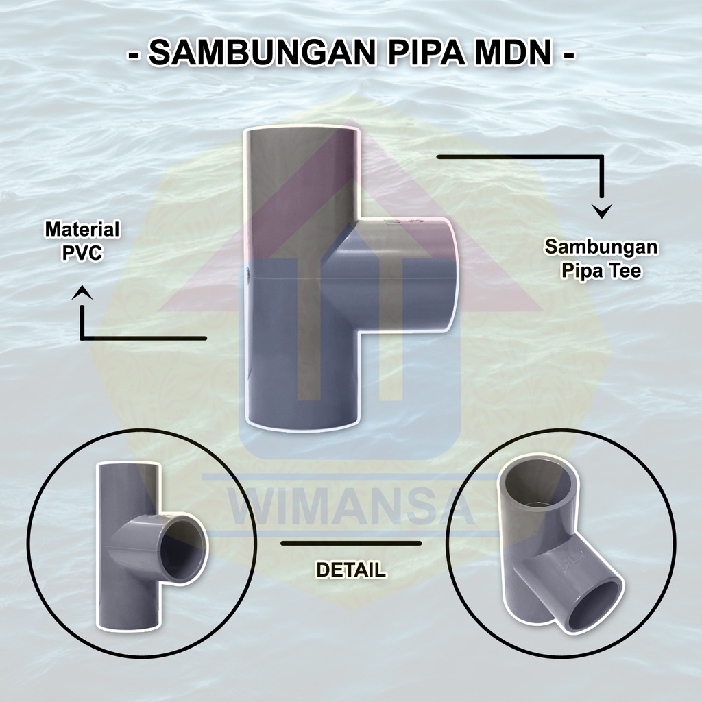Jual SAMBUNGAN PIPA MDN TEE - SAMBUNGAN PVC | Shopee Indonesia