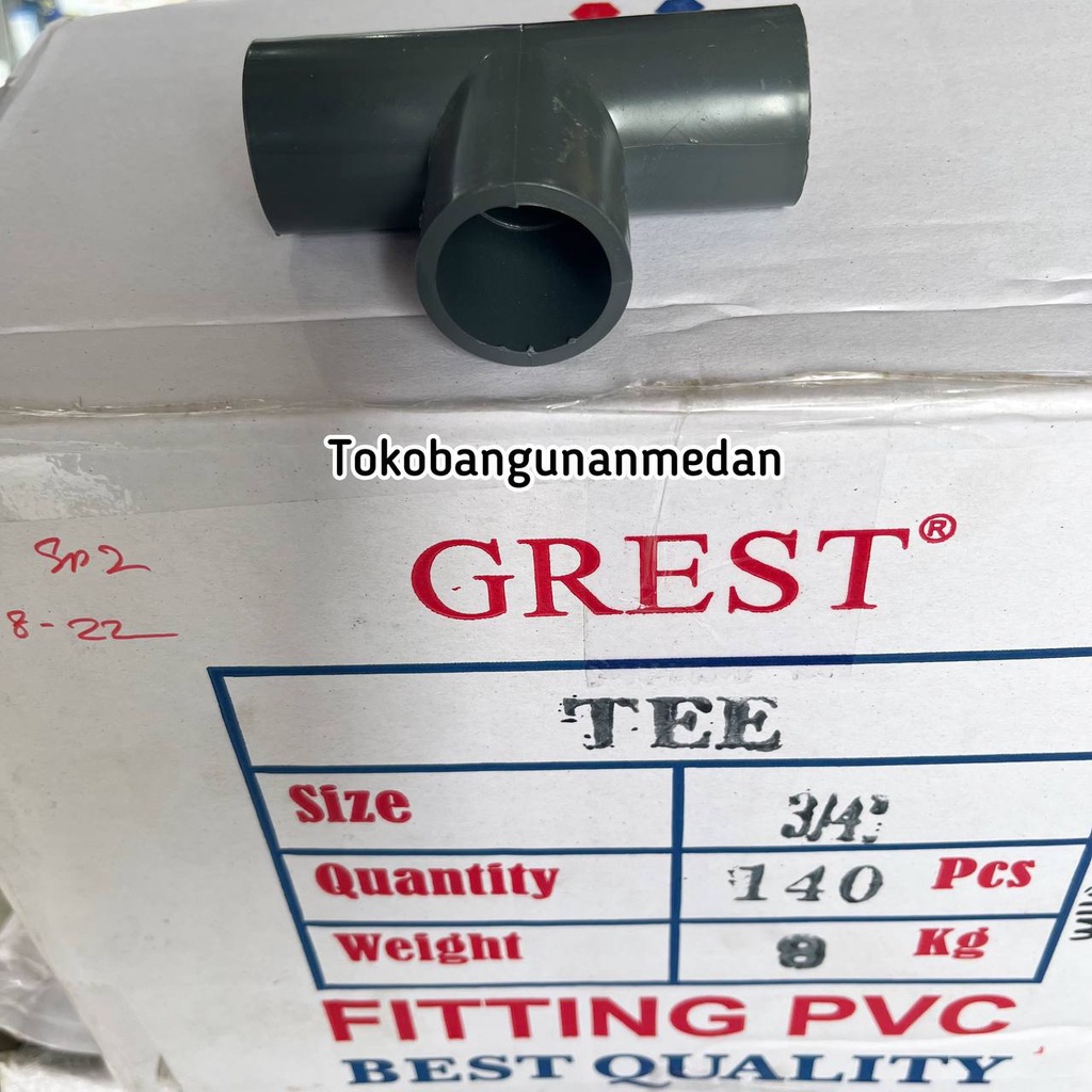 Jual GREST Tee PVC 3/4 inch - Fitting pipa | Shopee Indonesia