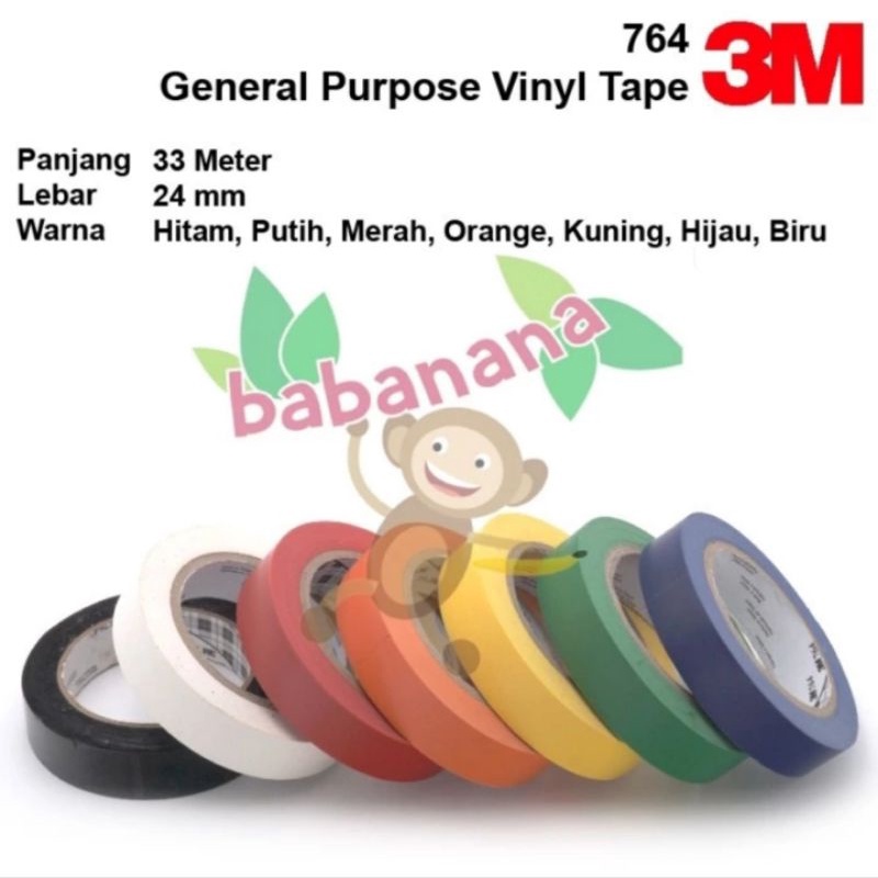 Jual General Purpose Vinyl Tape 3M 764 Marking 33M x 24mm selotip ...