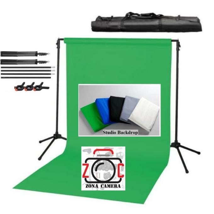 Jual Background Stand + Kain Backdrop Foto Studio Layar Proyektor Photo ...