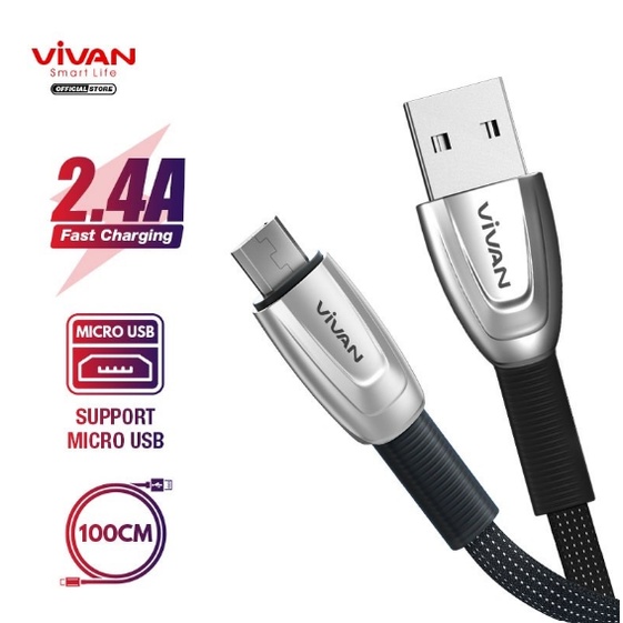 Jual Vivan Kabel Data BTK-MS Cable Data Micro USB 100CM Fast Charging 2 ...