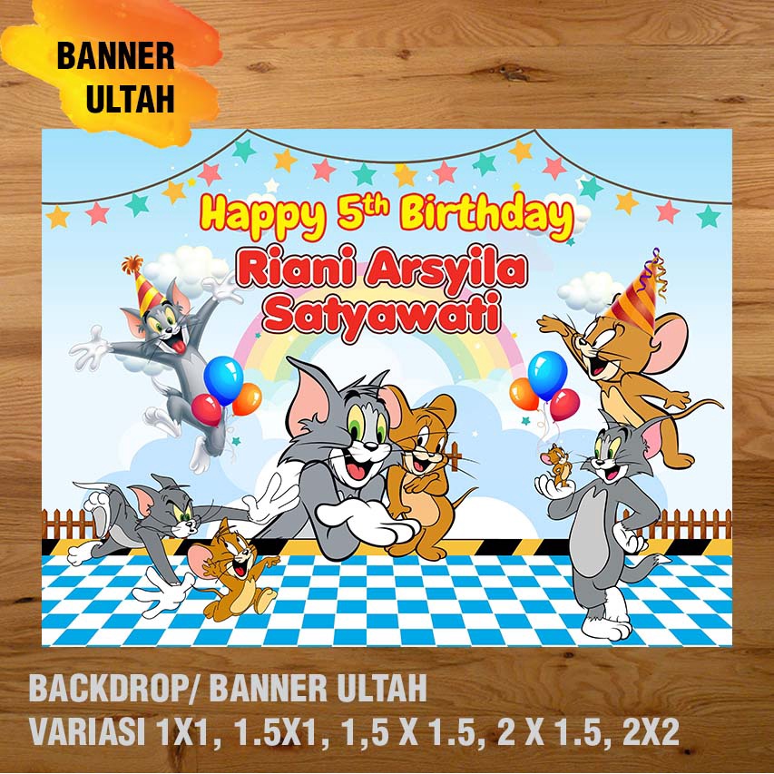 Jual TOM and JERRY BANNER/ BACKDROP/ SPANDUK ULANG TAHUN UL-TAH ...