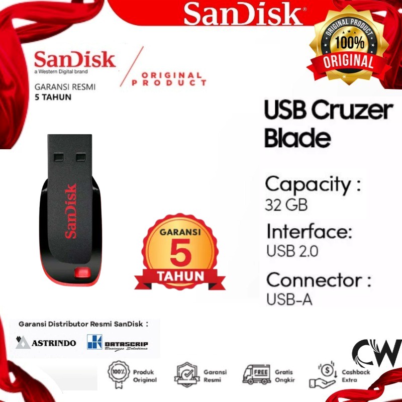 Jual SanDisk CZ50 Cruzer Blade 32GB | Shopee Indonesia
