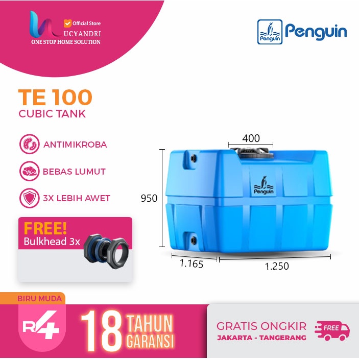 Jual Tangki Air Kotak PENGUIN TE 100 Vol. 1000 L Toren Tandon Persegi ...