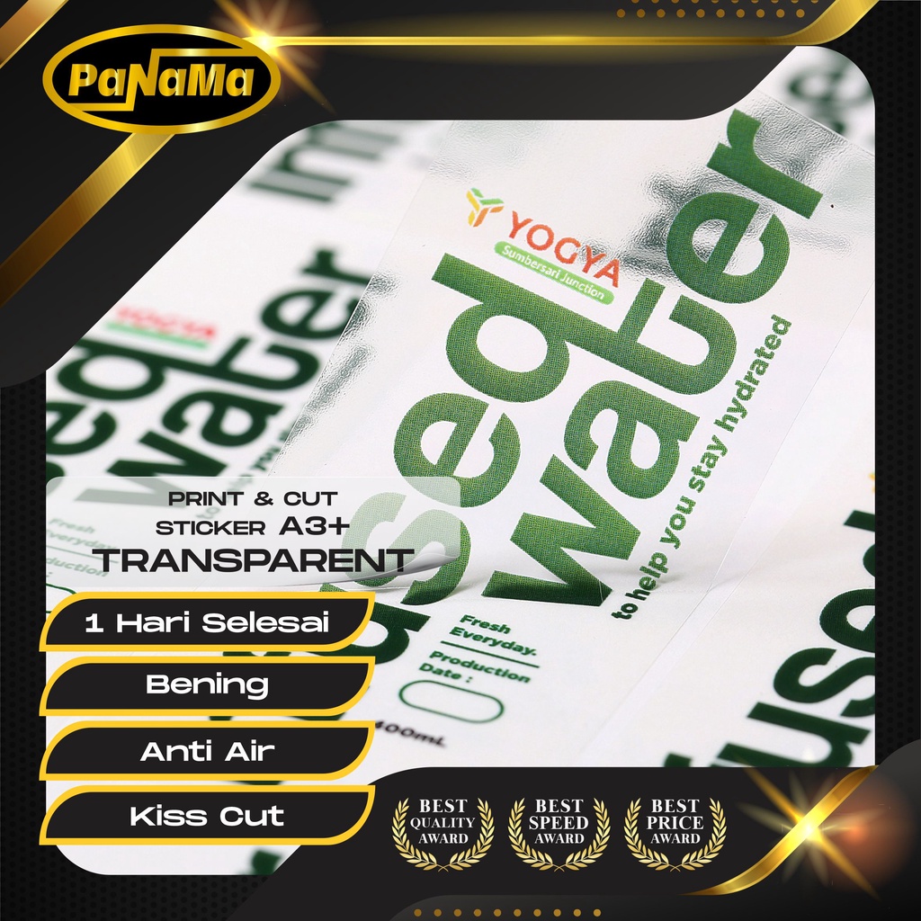 Jual Print & Cut Sticker Transparent A3+, Cetak Kiss Cut Stiker Label Bening Transparan Murah ...