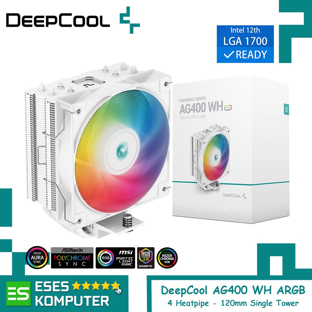 Jual HSF DeepCool AG400 WHITE ARGB | Single Tower 120mm Air CPU Cooler ...