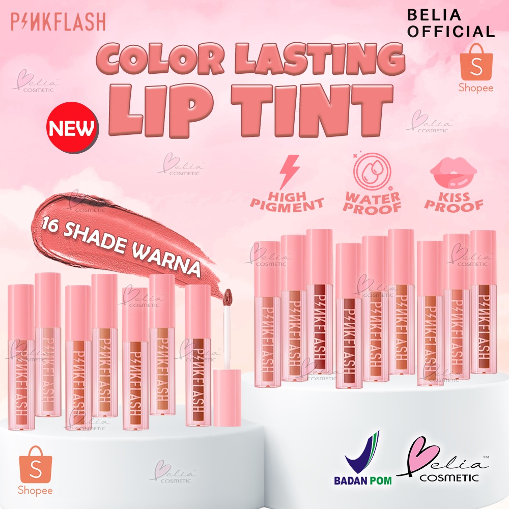 Jual BELIA PINKFLASH Color Lasting Lip Tint PF-L07 | Lip Tint Longlasting | High Pigment ...