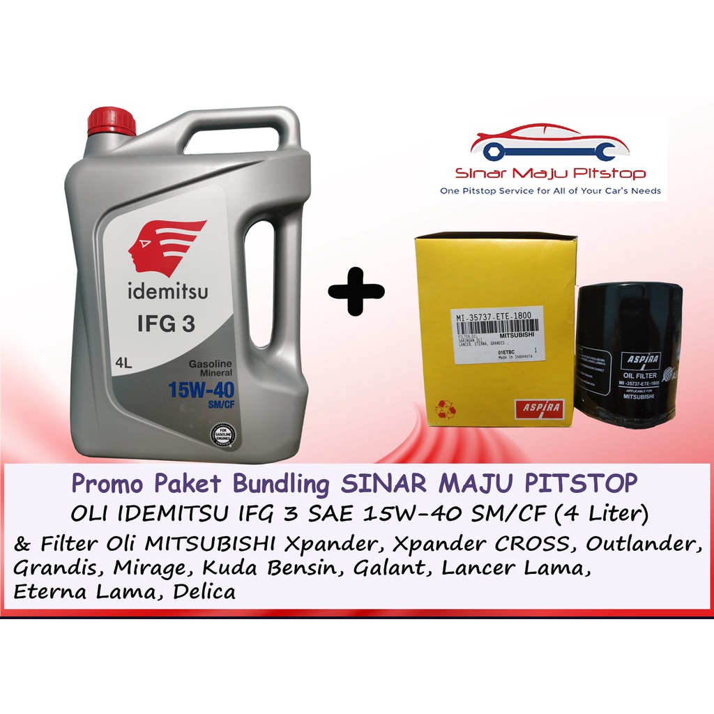 Jual Paket Oli IDEMITSU 15W-40 SM/CF & Filter Oli MITSUBISHI XPANDER ...