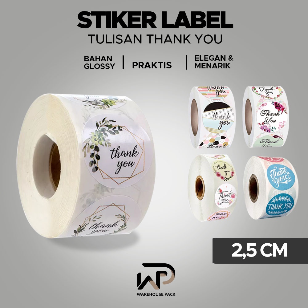 Jual Stiker label kemasan | 500 PCS (1 Roll) Stiker Label Thank You For ...