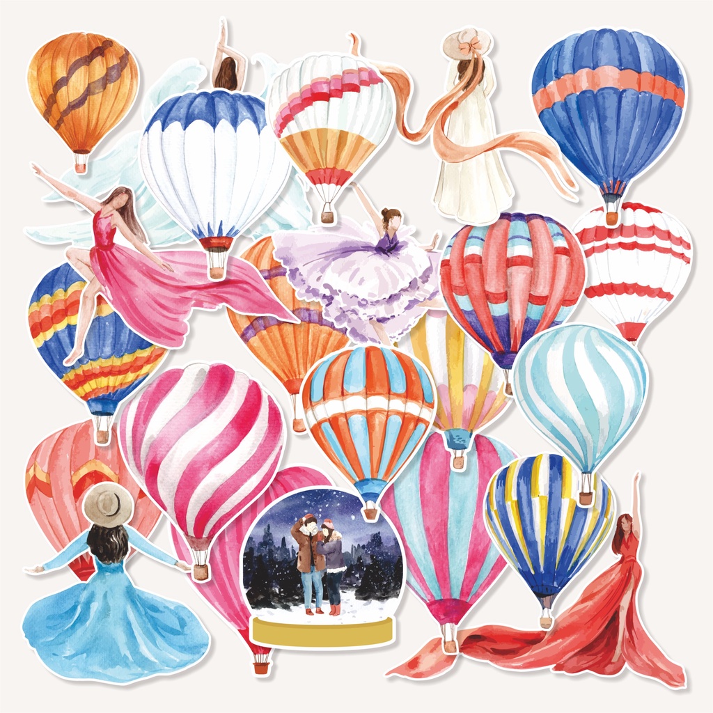 Jual ( 50 pcs )BALON FIESTA WATERCOLOR stiker satuan/random stiker ...