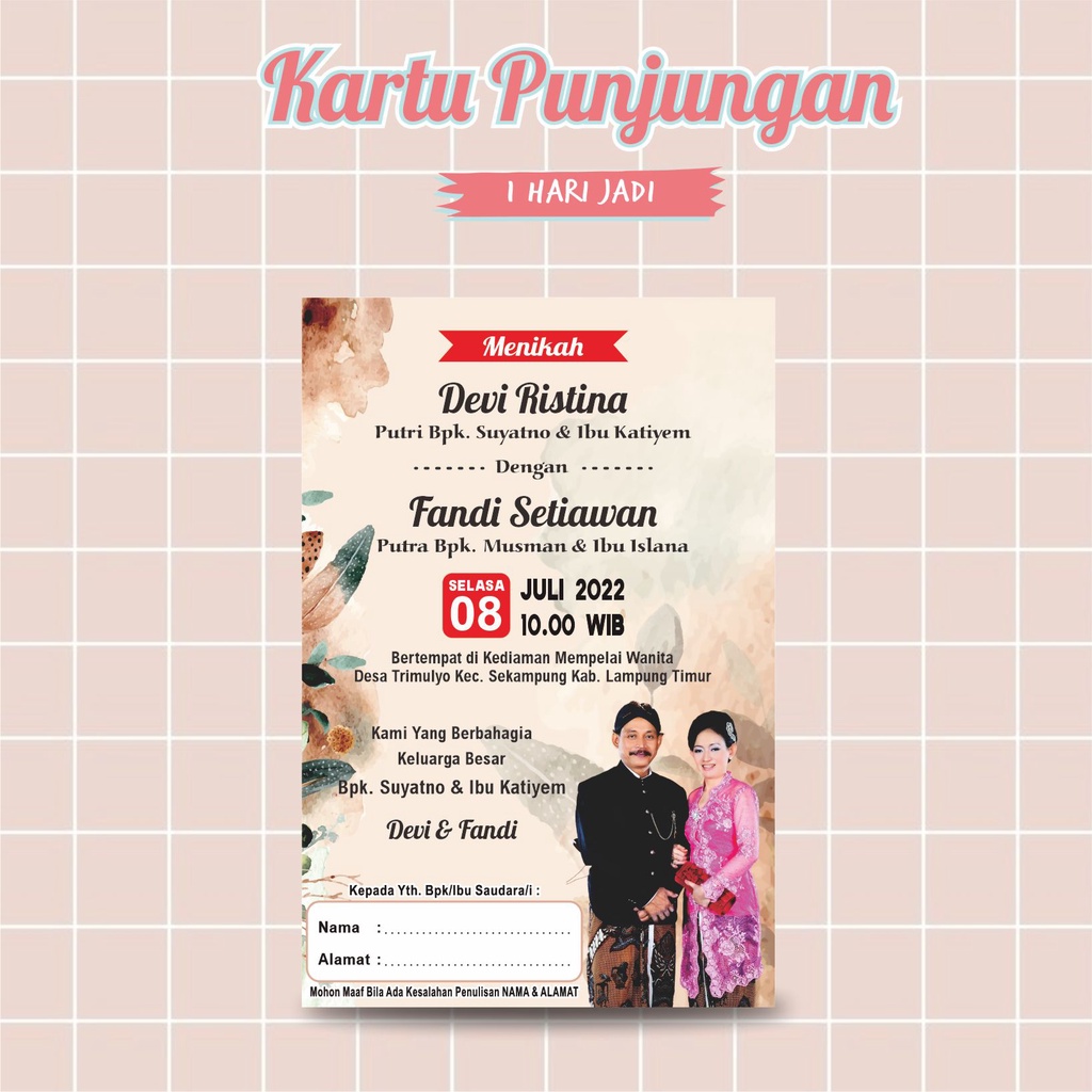 Jual Keplek / Kartu Punjungan / Undangan Besek / Undangan Pernikahan ...