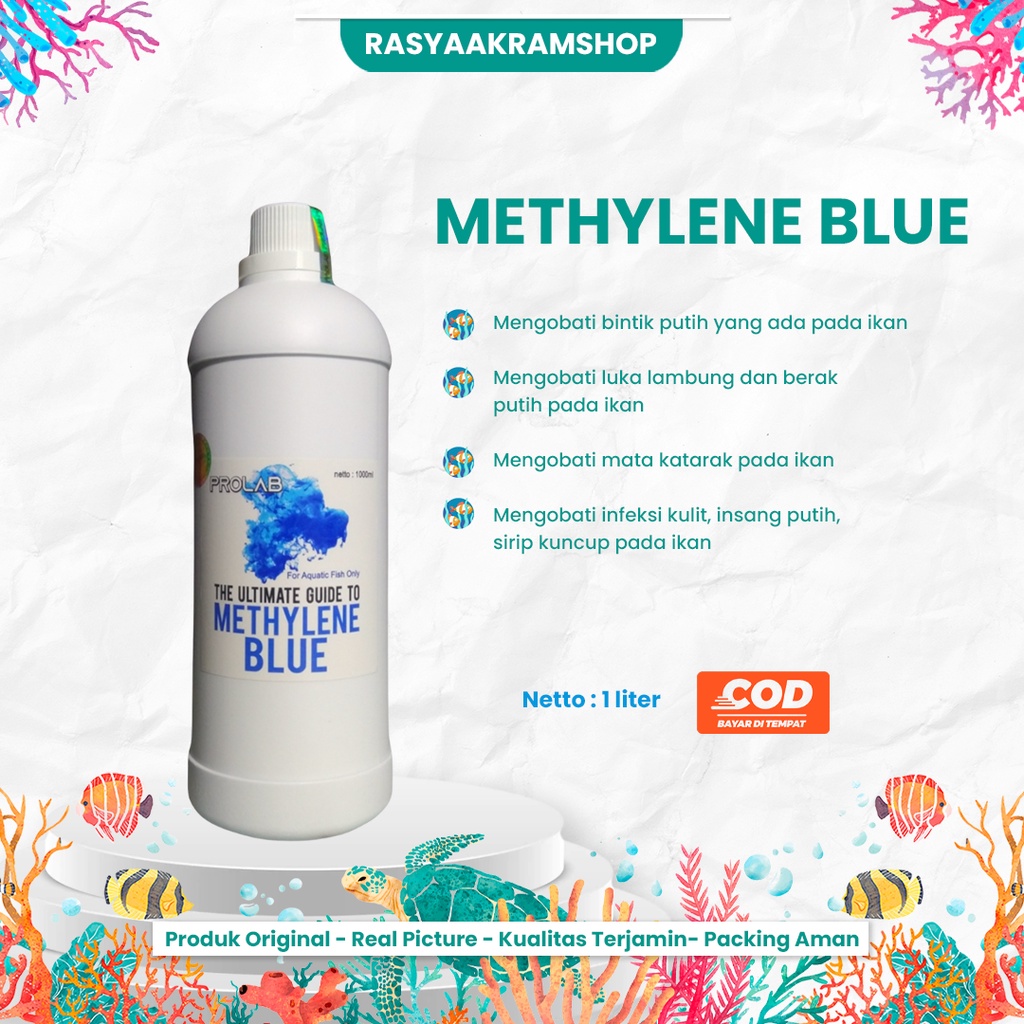 Jual Methylene Blue Cair 1 Liter Original Prolab Obat Biru Ikan Hias Aquarium Aquascape Premium ...