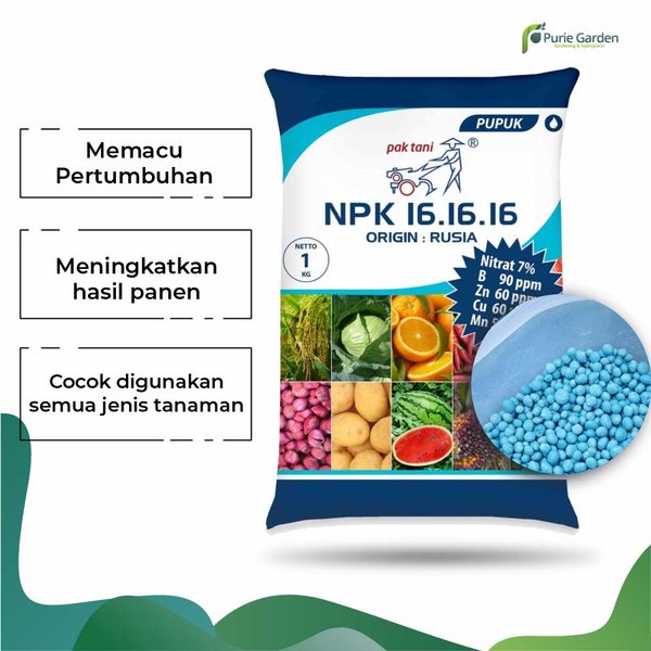 Jual Pupuk NPK 16-16-16 Pak Tani Nutrisi Pertumbuhan Benih Tanaman Sayuran & Bibit Buah 1kg PG ...