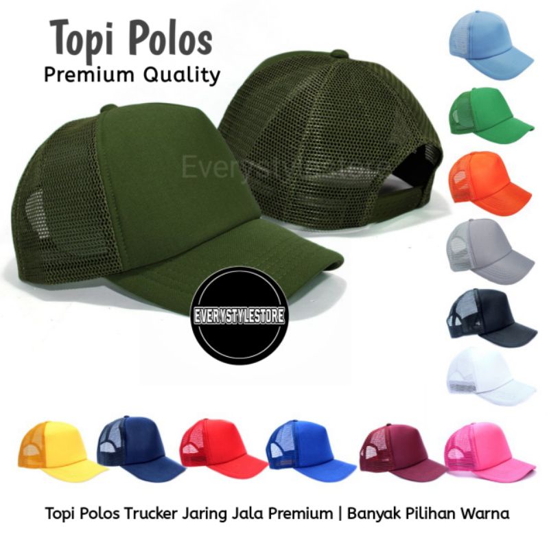 Jual Topi Polos Jaring/Trucker/Jala Polos Topi Outdoor Pria Wanita ...