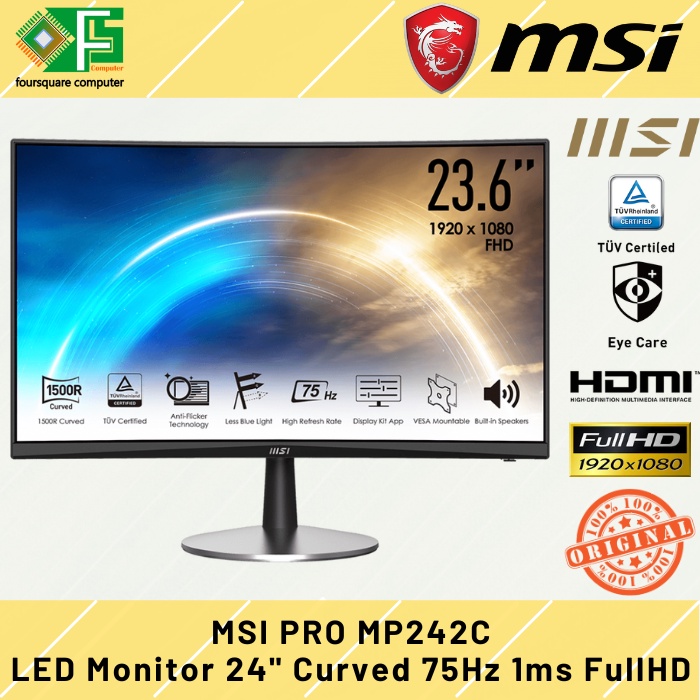 Jual MSI PRO MP242C Monitor LED 24" Inch Curved 75hz 1ms FullHD ...