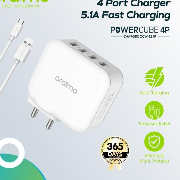 Jual Oraimo Charger Original 4 USB Port Smart Safe Fast Charging OCW ...