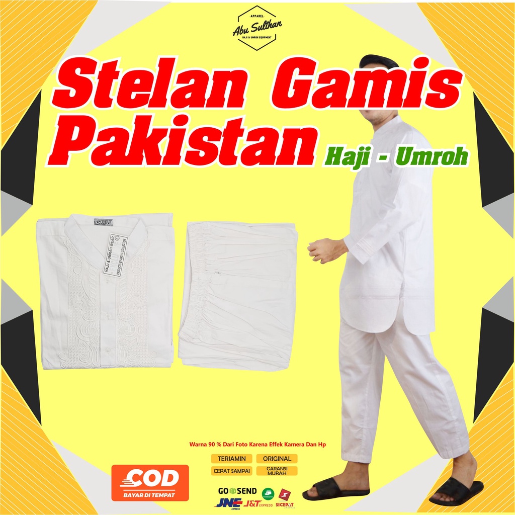Jual Pakaian Baju Gamis Stelan Pakistan Putih Perlengkapan Haji Umroh ...