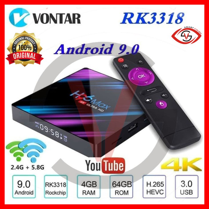 Jual Produk Terbaru H96 Max Rk3318 Android Tv Box 4Gb/64Gb Android 9.0 ...