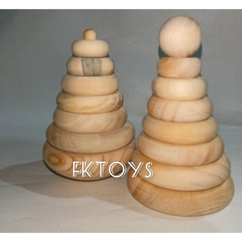 Jual Menara Donat Natural Mainan edukasiMainan Kayu | Shopee Indonesia