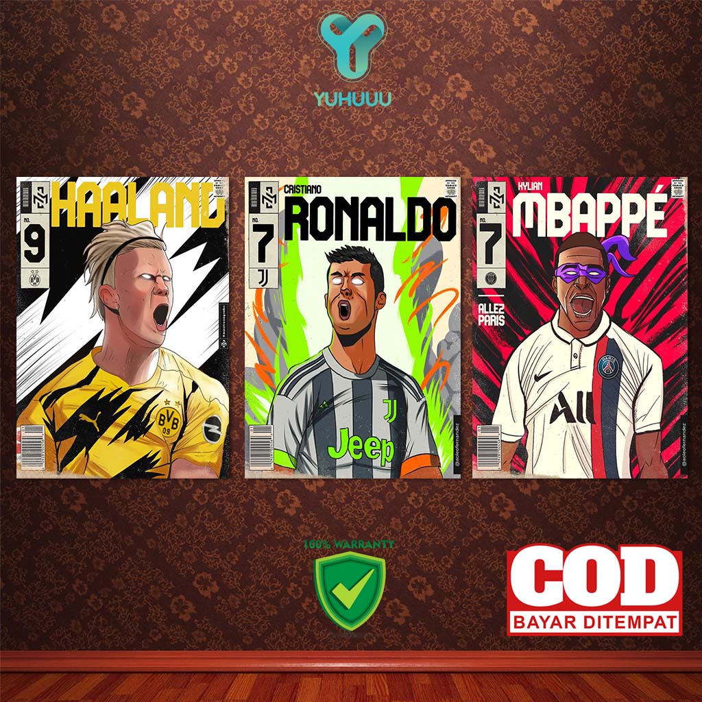 Jual YUHUUU HIASAN PAJANGAN DINDING KOMIK LEGENDA SEPAKBOLA DUNIA 20X30 ...