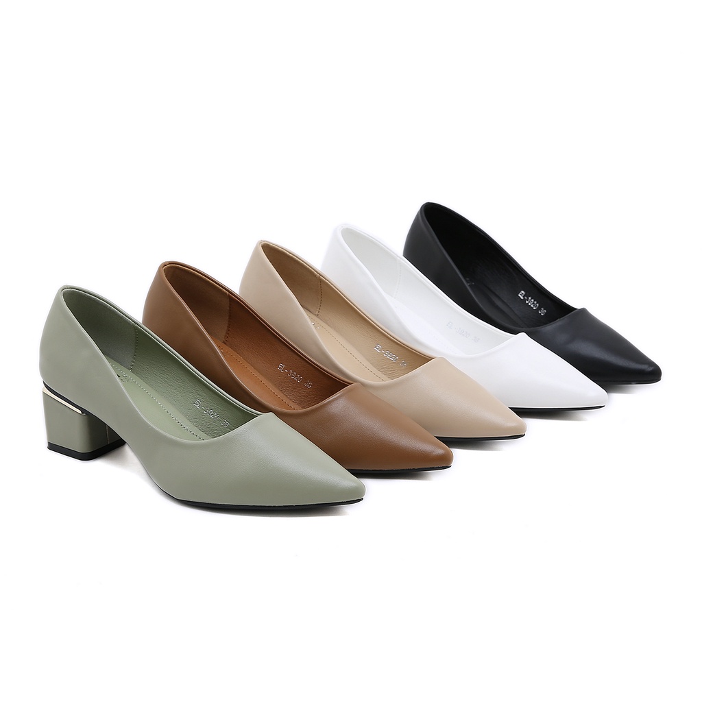Jual ELLORA EL-3920 Sepatu Kerja Wanita Hak Chunky Heels 5cm | Shopee ...