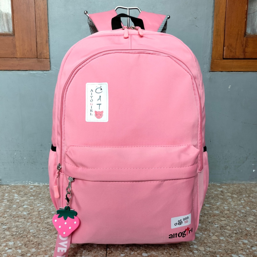 Jual Tas Ransel Sekolah Polos Alto Girl Original Cat 888 Free Gantungan ...