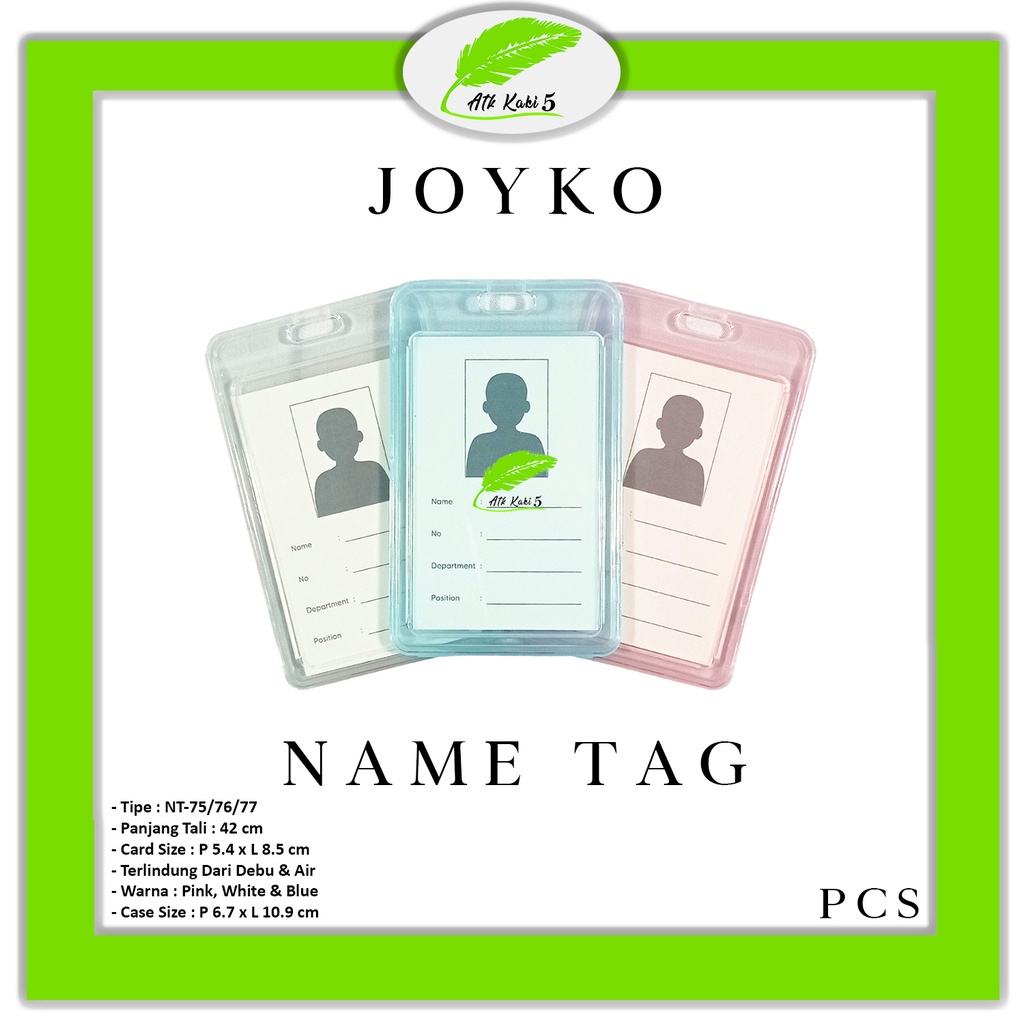 Jual JOYKO - Name Tag Warna NT - 75 Putih / 76 Blue / 77 Pink - Pcs ...
