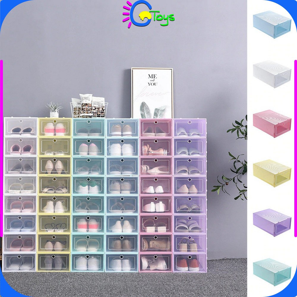 Jual CR-C158 Kotak Sepatu Lipat Transparan Tebal Shoes Storage Box ...