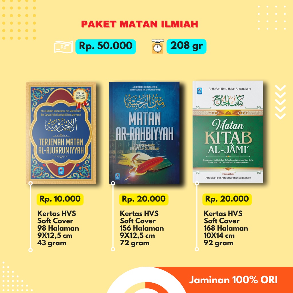 Jual Paket Matan Ilmiah (Terjemah Jurumiyyah, Matan Ar-Rahbiyyah, Matan ...