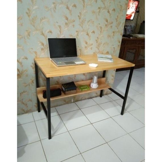 Jual MEJA KERJA KOMPUTER MINIMALIS MODERN BESI KAYU F646DEW5E | Shopee ...