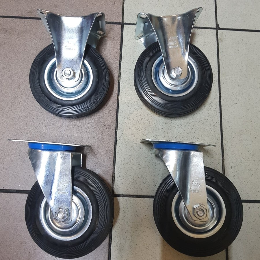 Jual Roda Troli Karet 8 inch (2 muter 2 mati ) | Shopee Indonesia