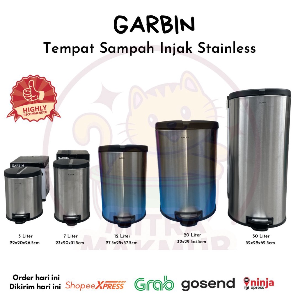 Jual GARBIN - Tempat Sampah Injak Pedal Stainless 5L 7L 12L 20L 30L Tong Sampah Injek | Shopee ...