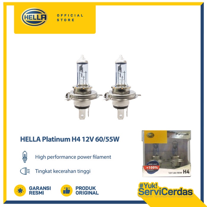 Jual HELLA Bohlam Mobil H4 12V 60/55W +100% Platinum - Bohlam Mobil ...