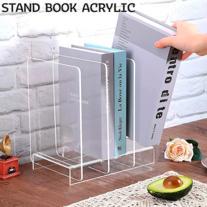Jual STAND DISPLAY BOOK ACRYLIC / RAK AKRILIK PEMBATAS BUKU / PENAHAN ...