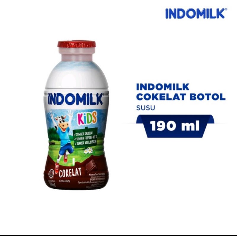 Jual Indomilk UHT Susu Cair Kemasan Botol 190ml / Susu coklat RTD 190 ...